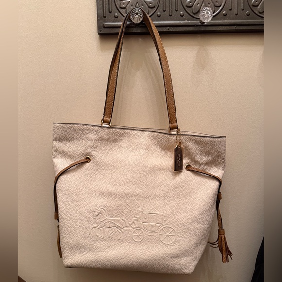Coach | Bags | Coach Cream And Tan Tote Bag | Poshmark